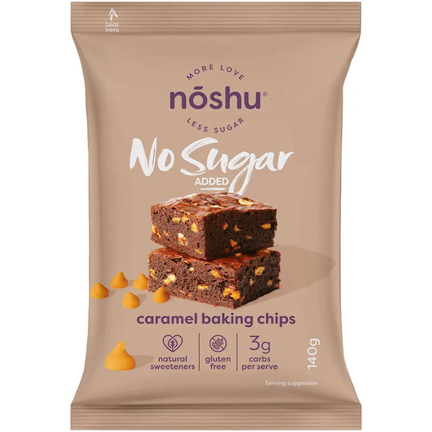 Noshu Caramel Chocolate Baking Chips | Keto Store NZ | No Sugar Caramel ...