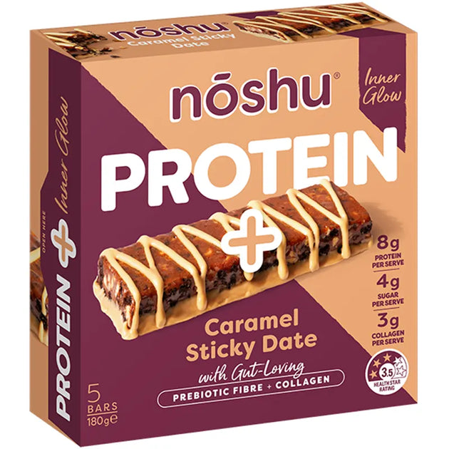 Noshu Protein + Caramel Sticky Date Bars with Collagen + Fibre from ...