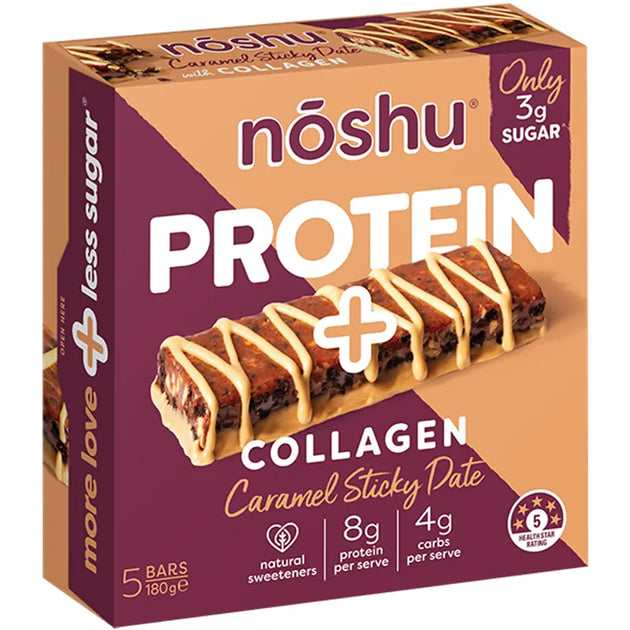 Noshu Protein + Caramel Sticky Date Bars with Collagen + Fibre from ...