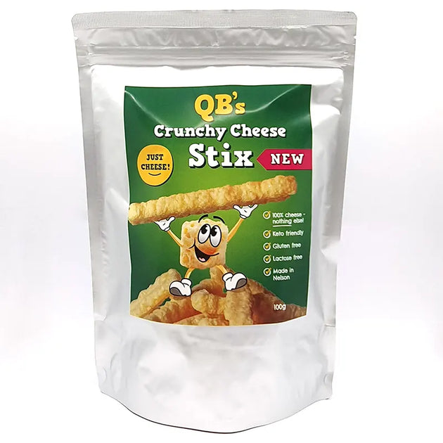 QBs Crunchy Cheese - Stix 100g size from Keto Store NZ | Keto Store NZ Ltd